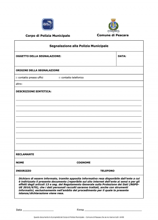 MODULISTICA – Polizia Locale di Pescara